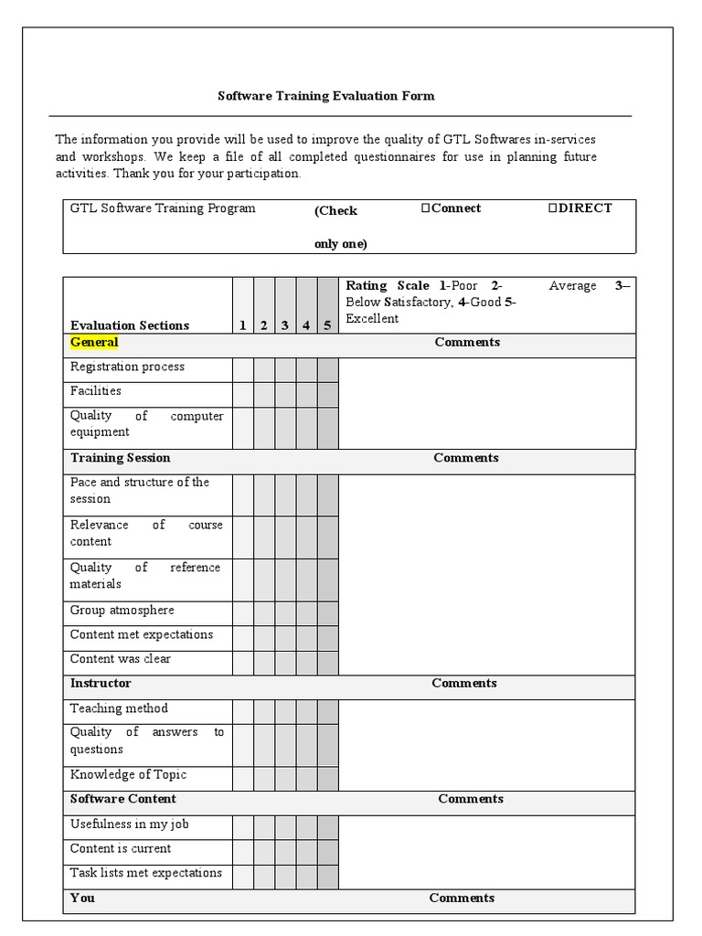 Training Evaluation Form | PDF | Performance Appraisal | Evaluation