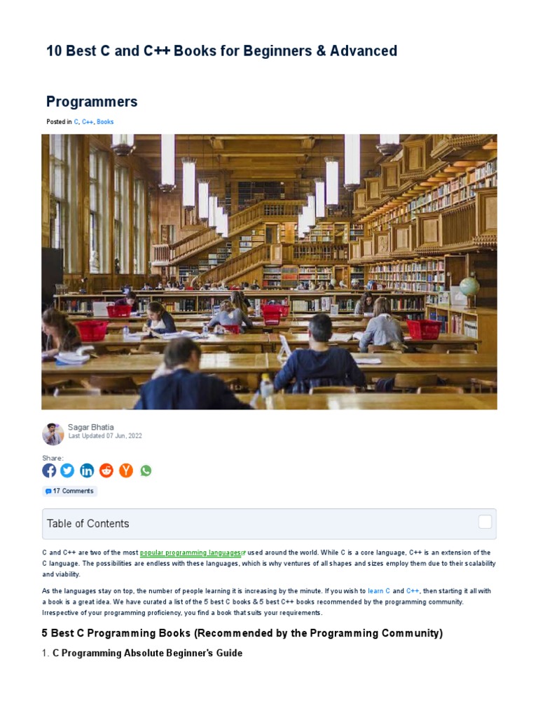 10 Best C and C++ Books For Beginners & Advanced Programmers | PDF | C++ | Computer Programming