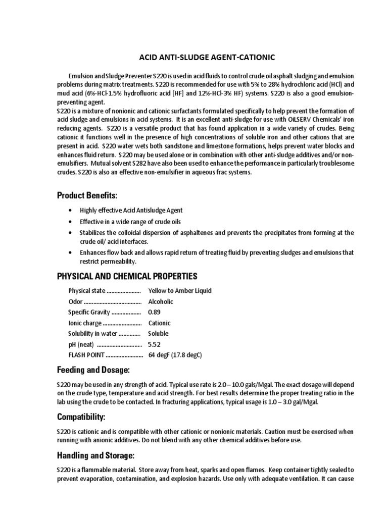 Acid Anti-Sludge Agent 1.1 | PDF | Emulsion | Applied And ...