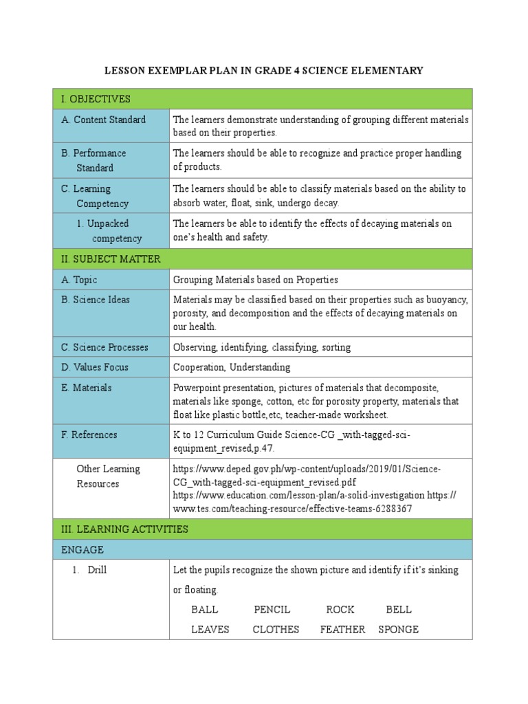 Lesson Plan in Science | PDF | Learning | Buoyancy