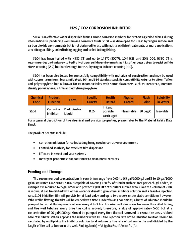 HT CORROSION INHIBITOR 1.3 A | PDF | Corrosion | Pipe (Fluid Conveyance)
