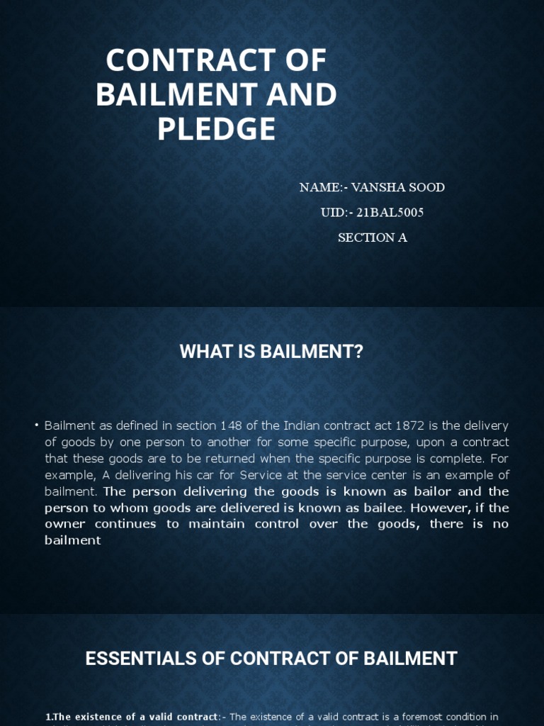 Contract of Bailment and Pledge | PDF | Lien | Banks