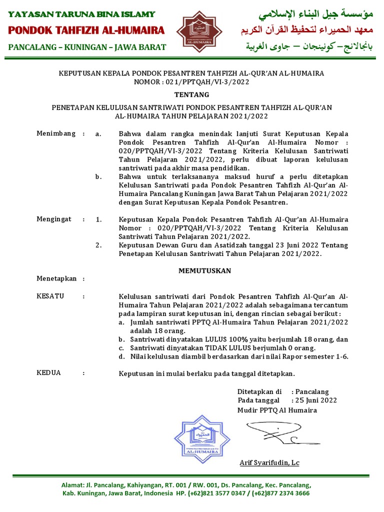 021 SK Kelulusan | PDF