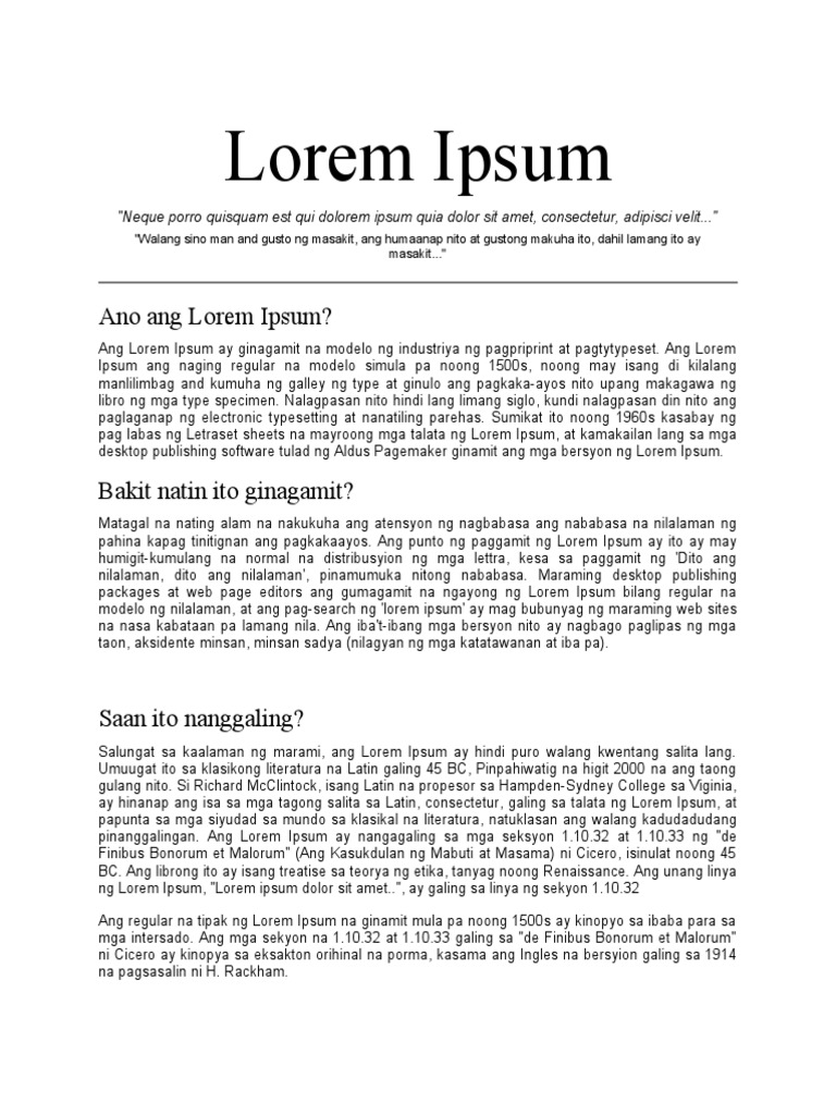 Filipino - Lorem Ipsum | PDF
