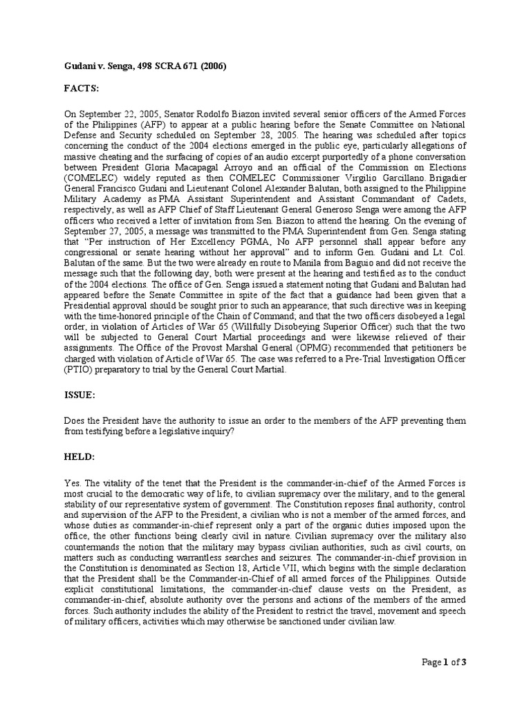 Gudani vs. Senga - Case Digest | PDF | American Government | Presidents ...