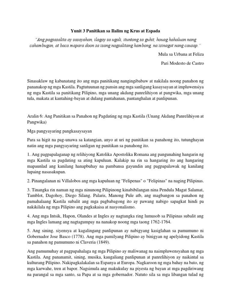 Yunit 3 Aralin 6 7 8 | PDF