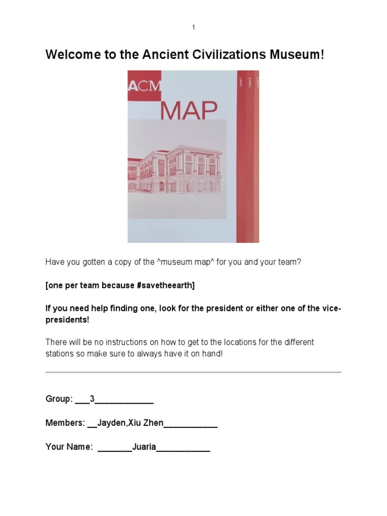 Ancient Civilizations Museum Scavenger Hunt | PDF