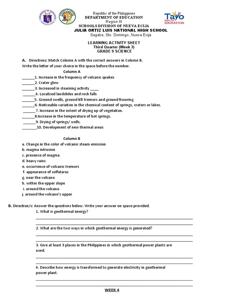 3RD Quarter Las G9 | PDF | Volcano | Power Station