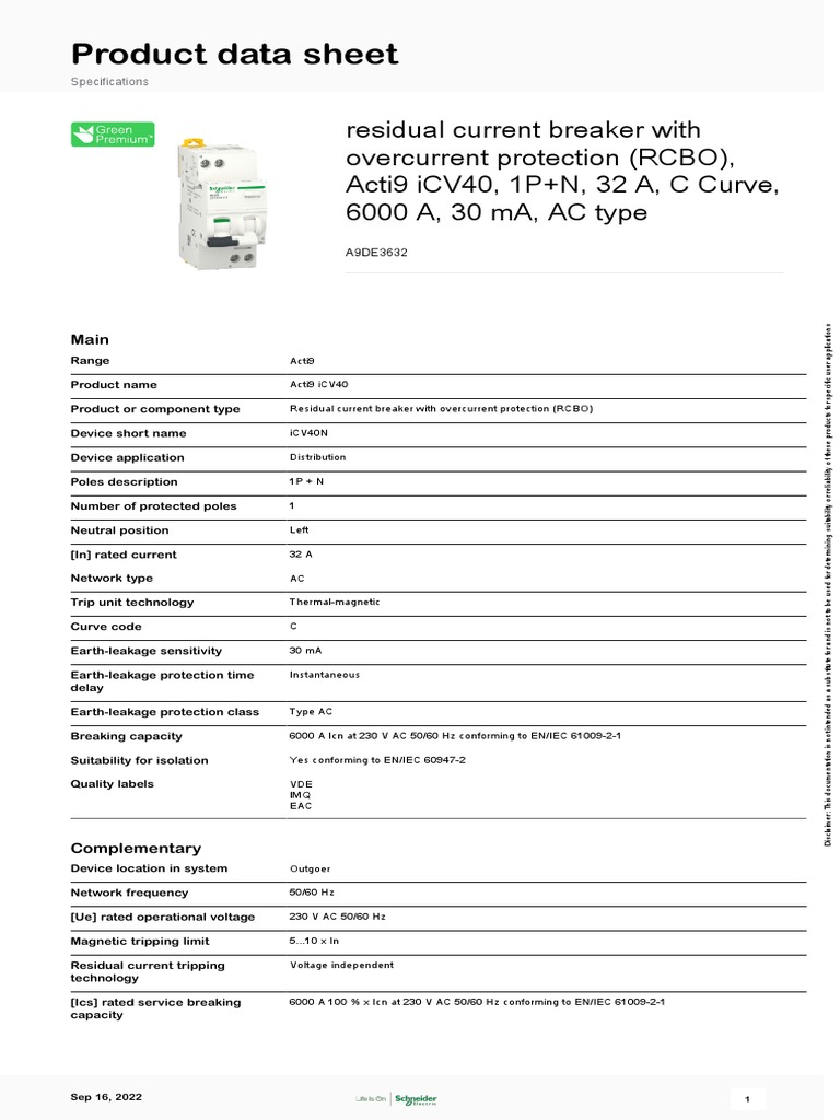 Acti9 iCV40 - A9DE3632 | PDF | Alternating Current | Electrical Engineering
