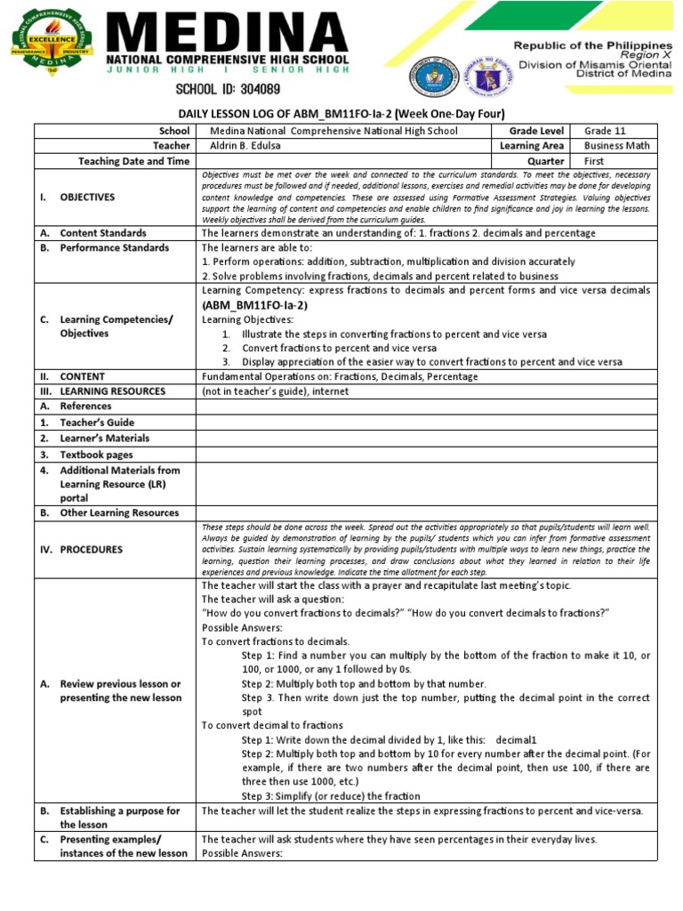 Math G11 Bm I 4 Pdf Percentage Cognitive Science