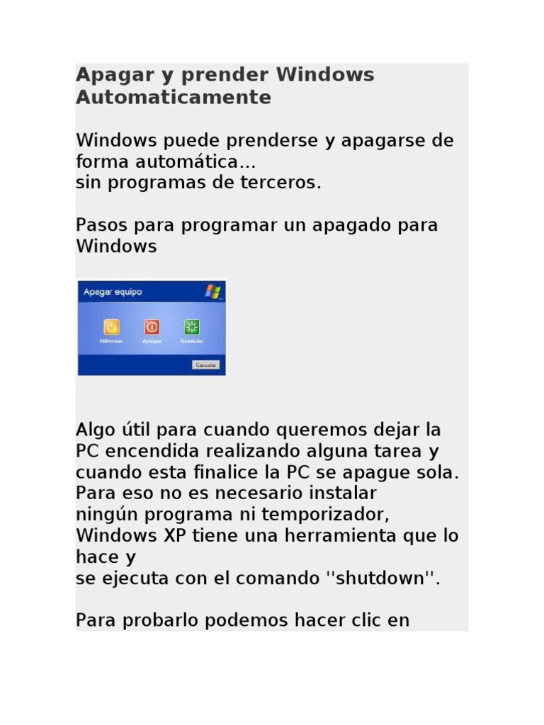 Apagar y Prender Windows Automaticamente | Microsoft Windows | Contraseña