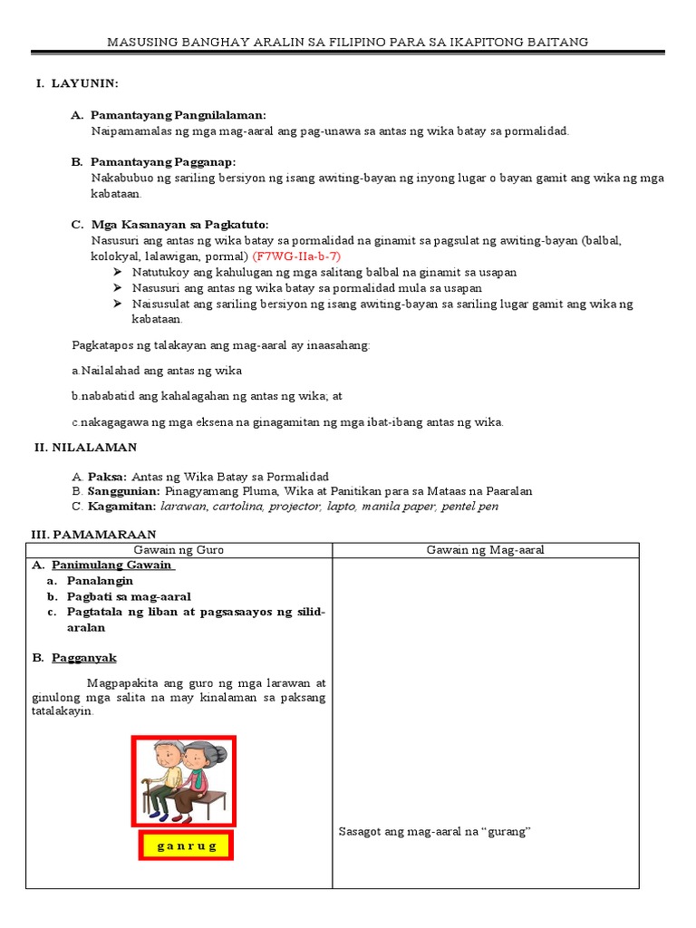 DLL Antas NG Wika Fil 7 | PDF