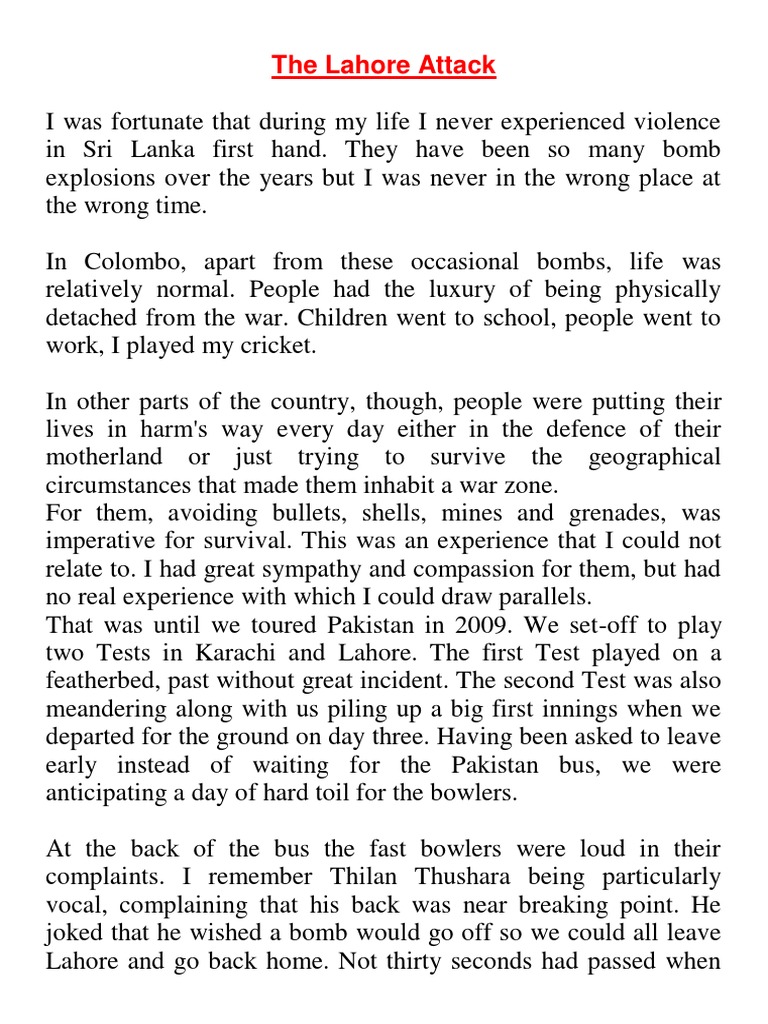 The Lahore Attack Text | PDF