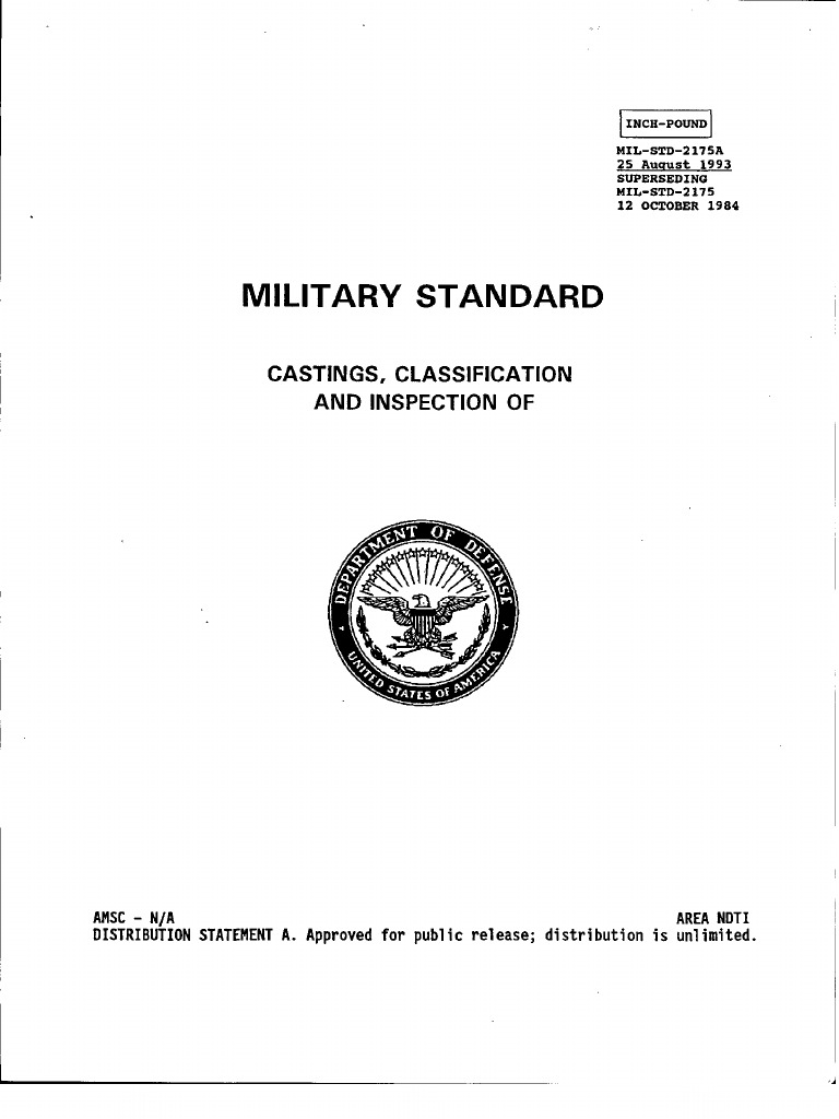 Mil STD 2175a | PDF | Casting (Metalworking) | Materials