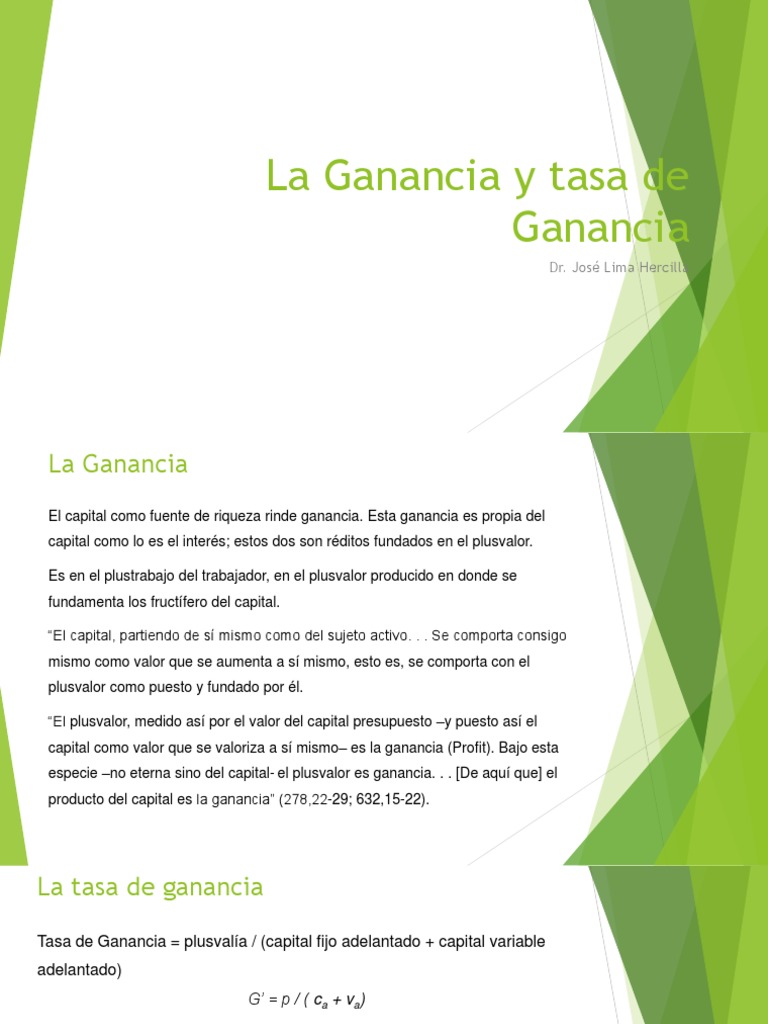 Ganancia y Tasa de Ganancia | PDF | Capital (economía) | Economias