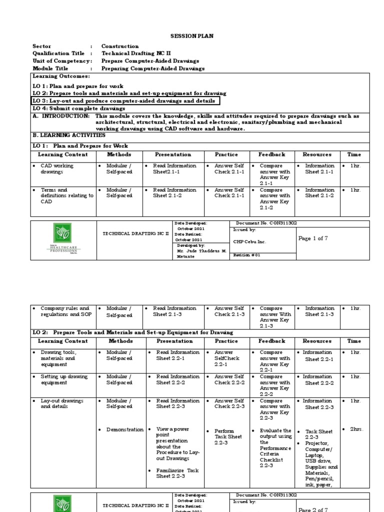 Technical_Drafting_NC_II-Session-Plan | PDF | Computer Aided Design ...