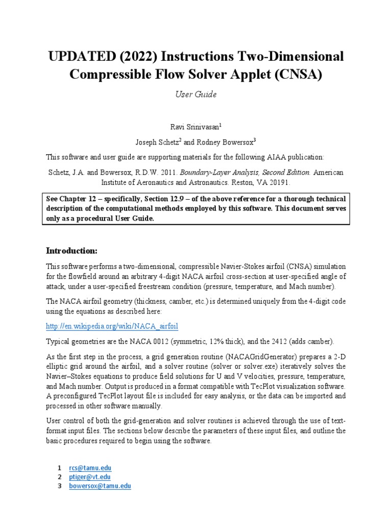 Updated Instructions For CNSA Solver | PDF | Airfoil | Computer File