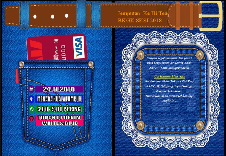 Kad Jemputan - Versi Jean Denim - Hi Tea | PDF | Memasak, Makanan, & Anggur