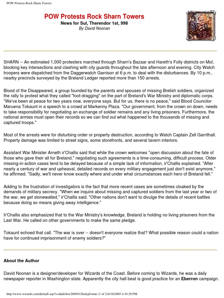 Eberron-Sharn Inquisitive - Pow Protests Rock Sharn Towers | PDF ...