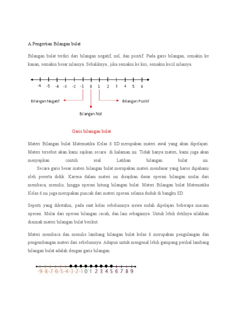 Bilangan Bulat Kelas 6 SD | PDF