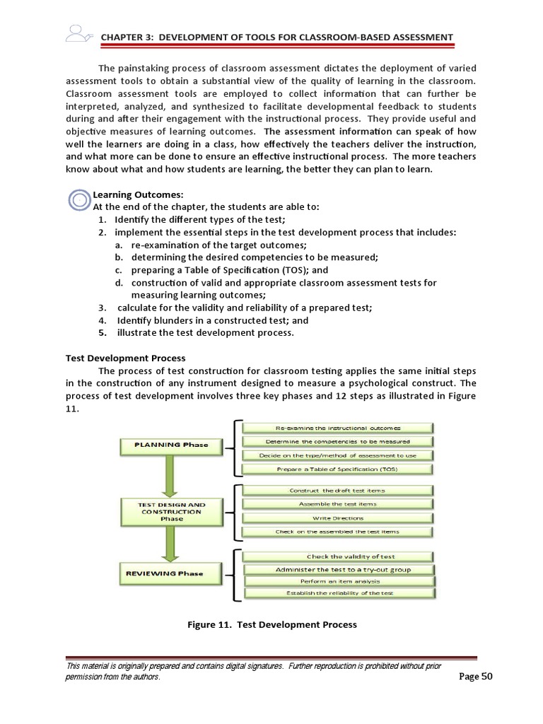 Chapter 3. Development of Tools For Classroom Based Assessment | PDF | Educational Assessment ...