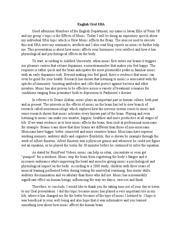 English Oral SBA | PDF | Brain | Dopamine