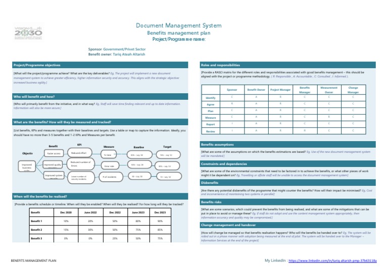 Benefits Management Plan | PDF | Business | Economies