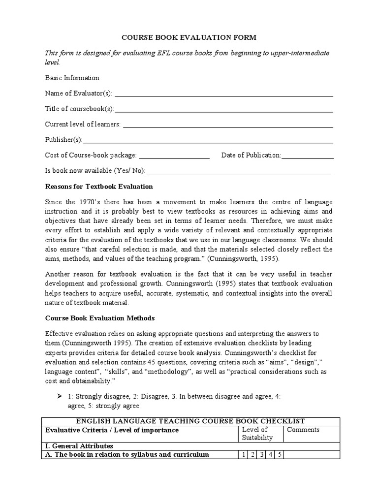 A Comprehensive Evaluation of English Language Teaching Course Books ...