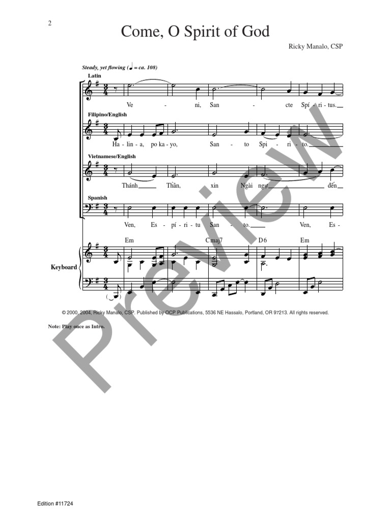 Come O Spirit of God - Unlocked | PDF