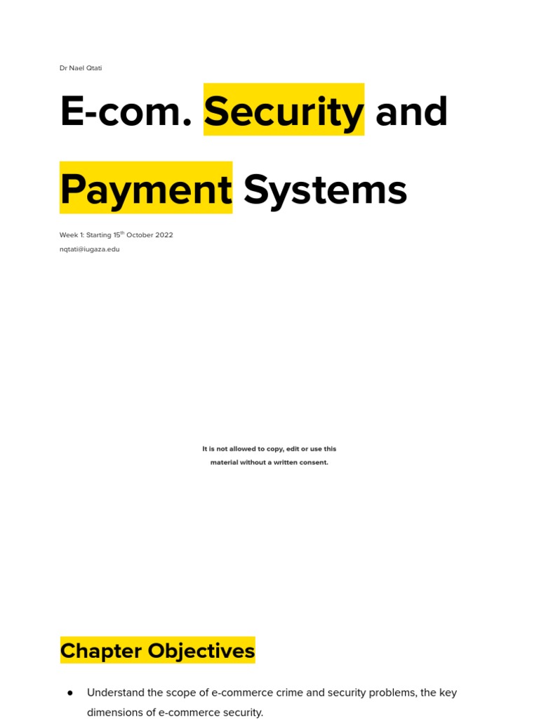 Ch5 - E-Commerce Security and Payment Systems - DR Nael Qtati | PDF | Public Key Cryptography ...