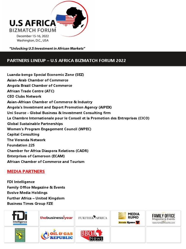 Partners Lineup - US Africa BizMatch Forum 2022 | PDF