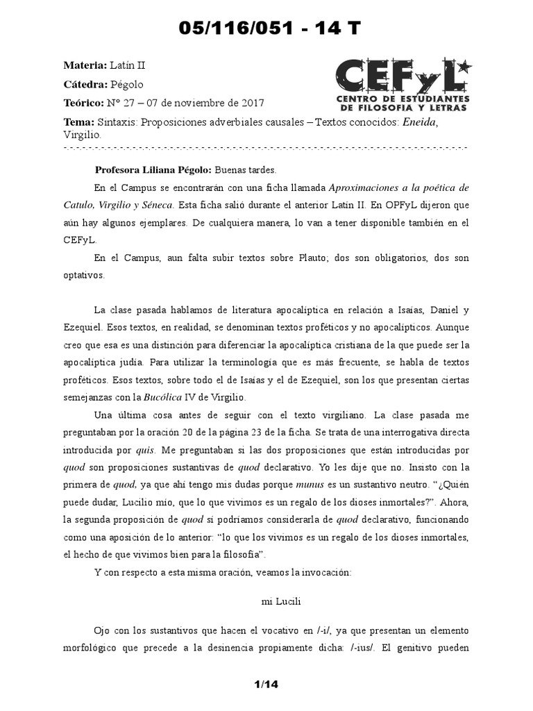 05-116-051 Teórico #27 (07-11) (REVISADO) Sintaxis, Proposiciones ...