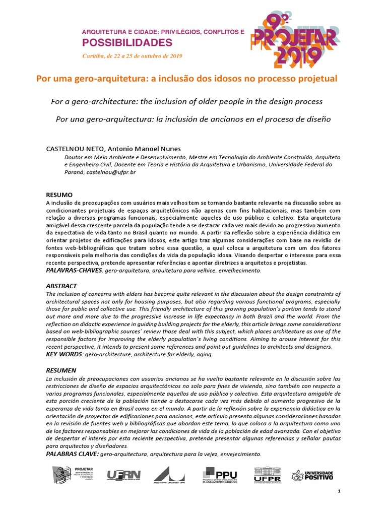 Artigo Antonio MN Castelnou NT | PDF | Terceira idade | Envelhecimento