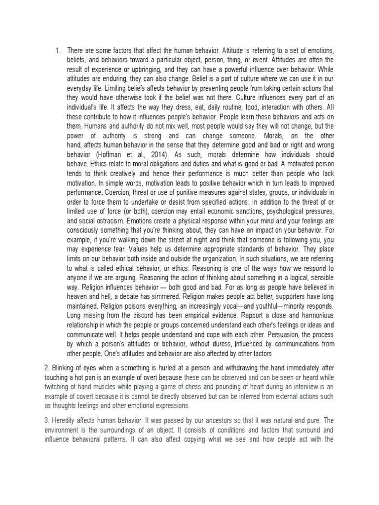 Factors Influencing Human Behavior | PDF | Attitude (Psychology) | Behavior