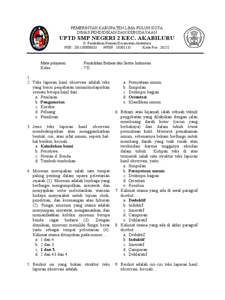 Soal Latihan LHO | PDF