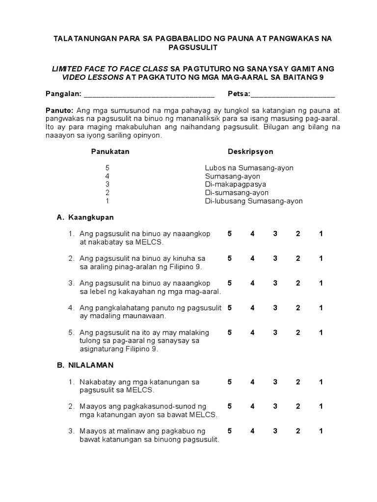 TALATANUNGAN SA PAGBALIDO NG PAGSUSULIT Edited | PDF