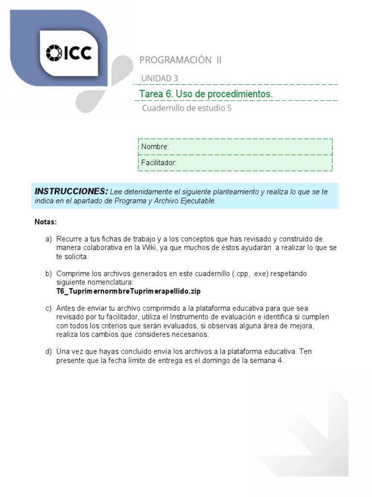 Tarea 6. Uso de Procedimientos.: Programación Ii | PDF | Programación de computadoras | C