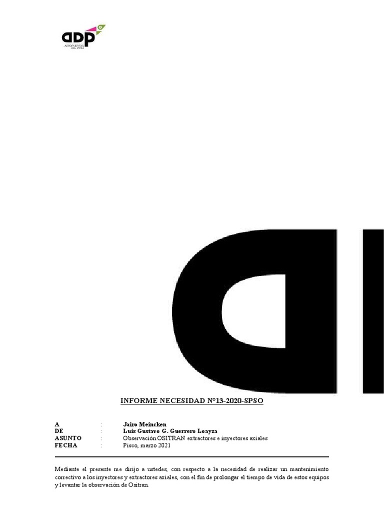 ADP PISCO - SP21731547 - Informe de 03 Extractores - OSITRAN | PDF