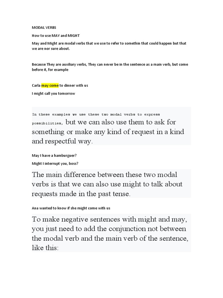 How To Use MAY and MIGHT | PDF | Verb | Languages