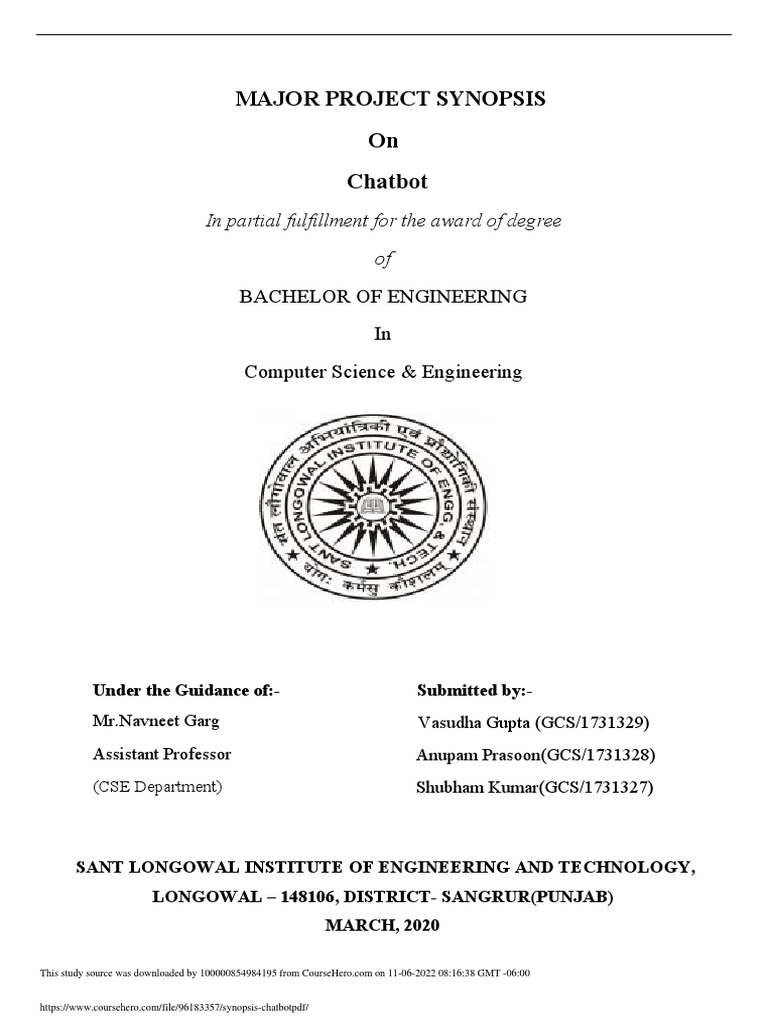 Synopsis Chatbot PDF | PDF | Integrated Development Environment | Software