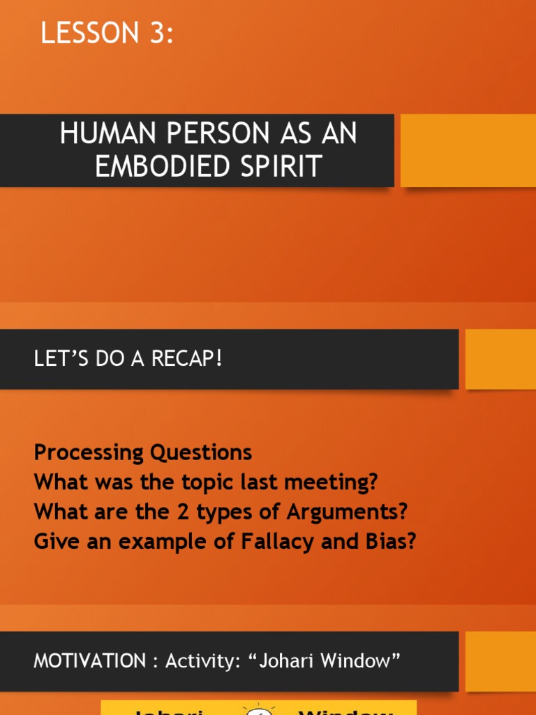 Lesson 3 Human Person As An Embodied Spirit | PDF | Soul | Mind