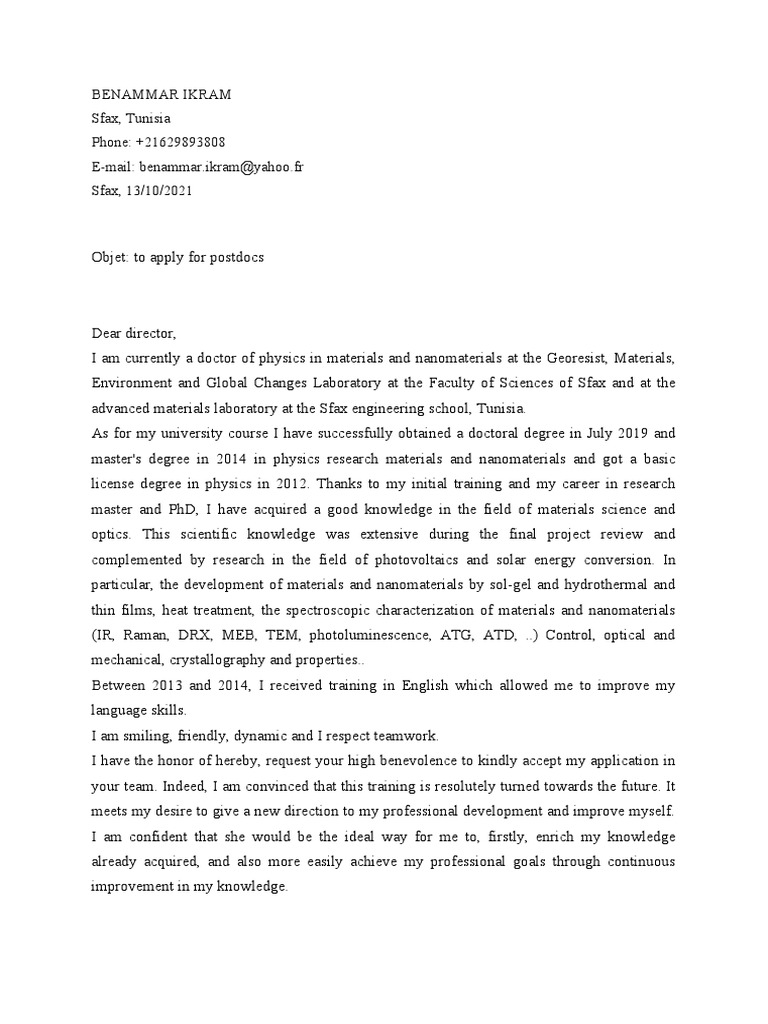 Motivation Letter | PDF