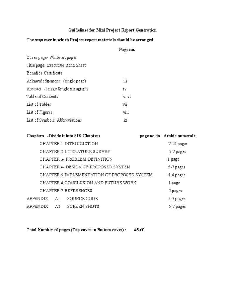 Guidelines For Project Report PDF Abstract Summary Computing