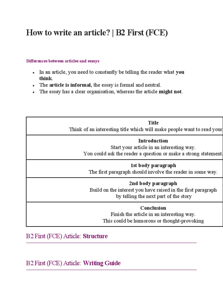 How To Write An Article | PDF | Essays | Internet
