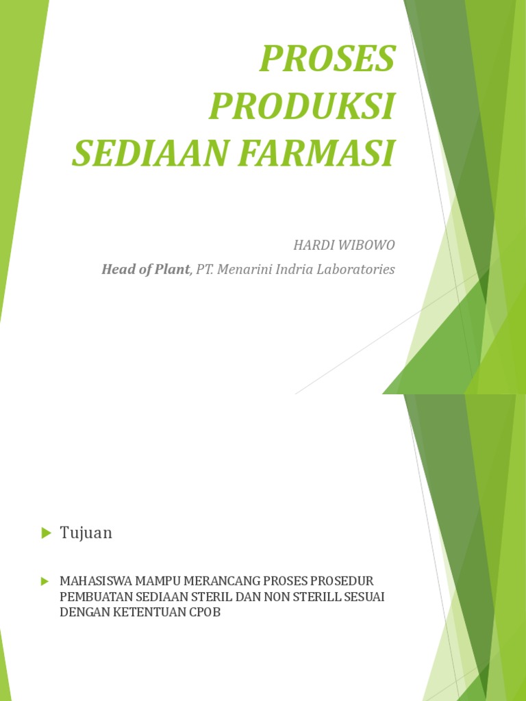 Proses Produksi Sediaan Farmasi CPOB | PDF