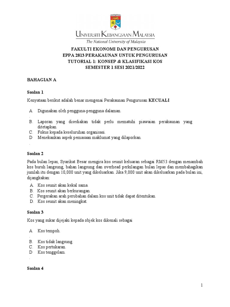 Tutorial 1 - Konsep Klasifikasi Kos-Q | PDF
