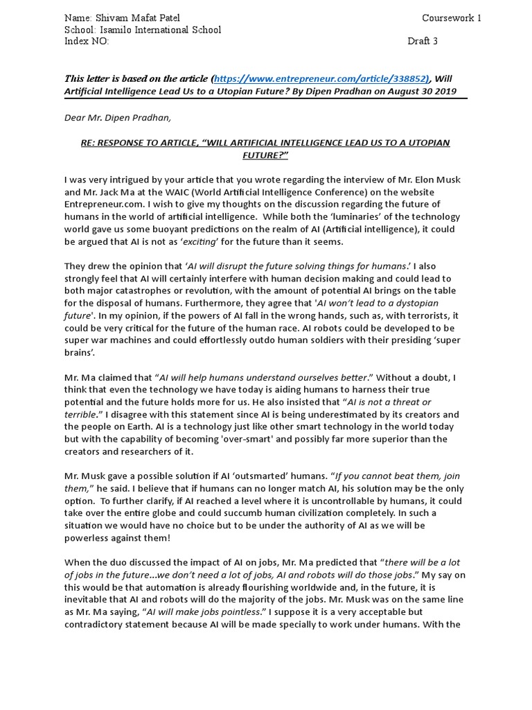 IGCSE First Language English Coursework | PDF | Artificial Intelligence ...