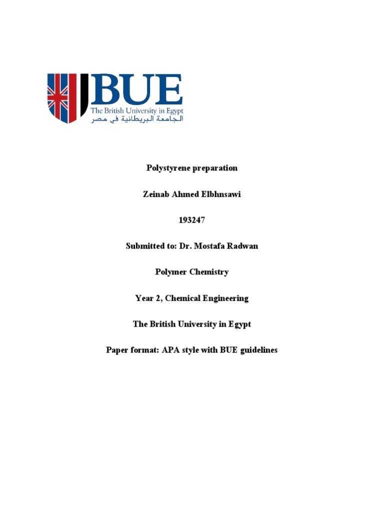 Polystyrene Preparation | PDF | Polymerization | Polymers
