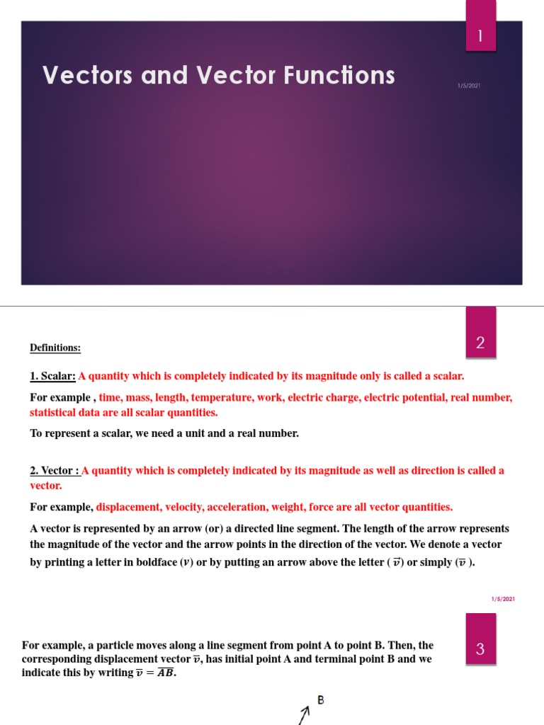 Chapter 1_Vectors and Vector Functions | PDF | Euclidean Vector ...