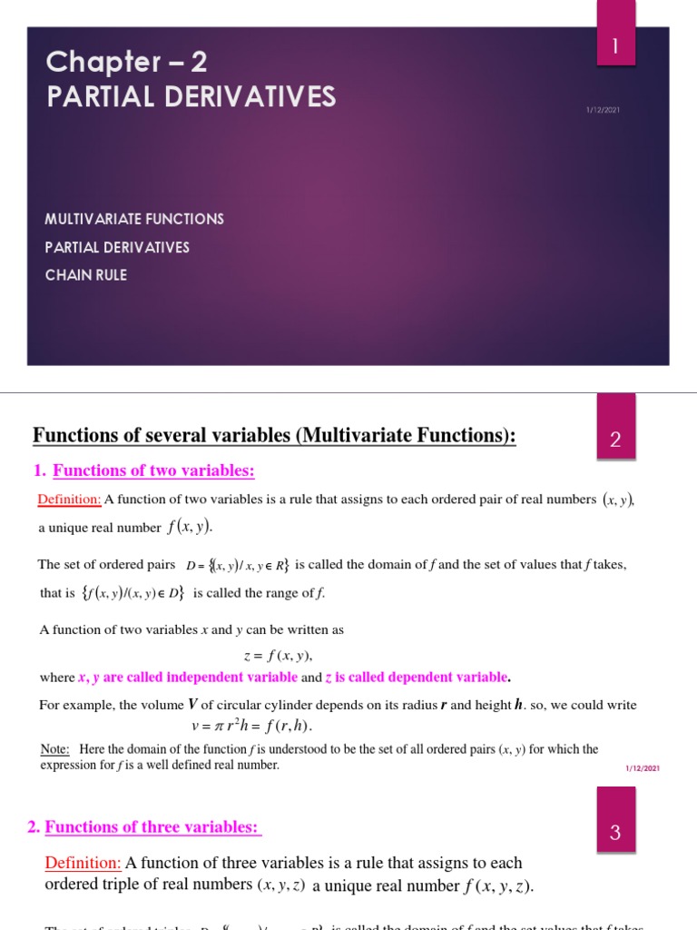 Chapter 2 - 1 - Partial Derivatives | PDF | Function (Mathematics) | Derivative